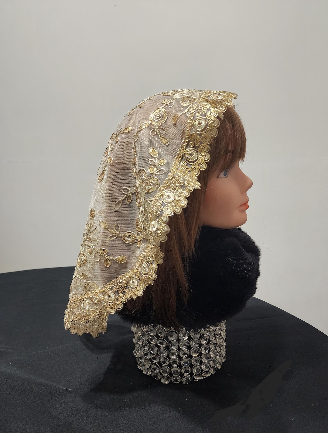 20" Handmade Gold Metallic Doily Head Covering - Etsy
