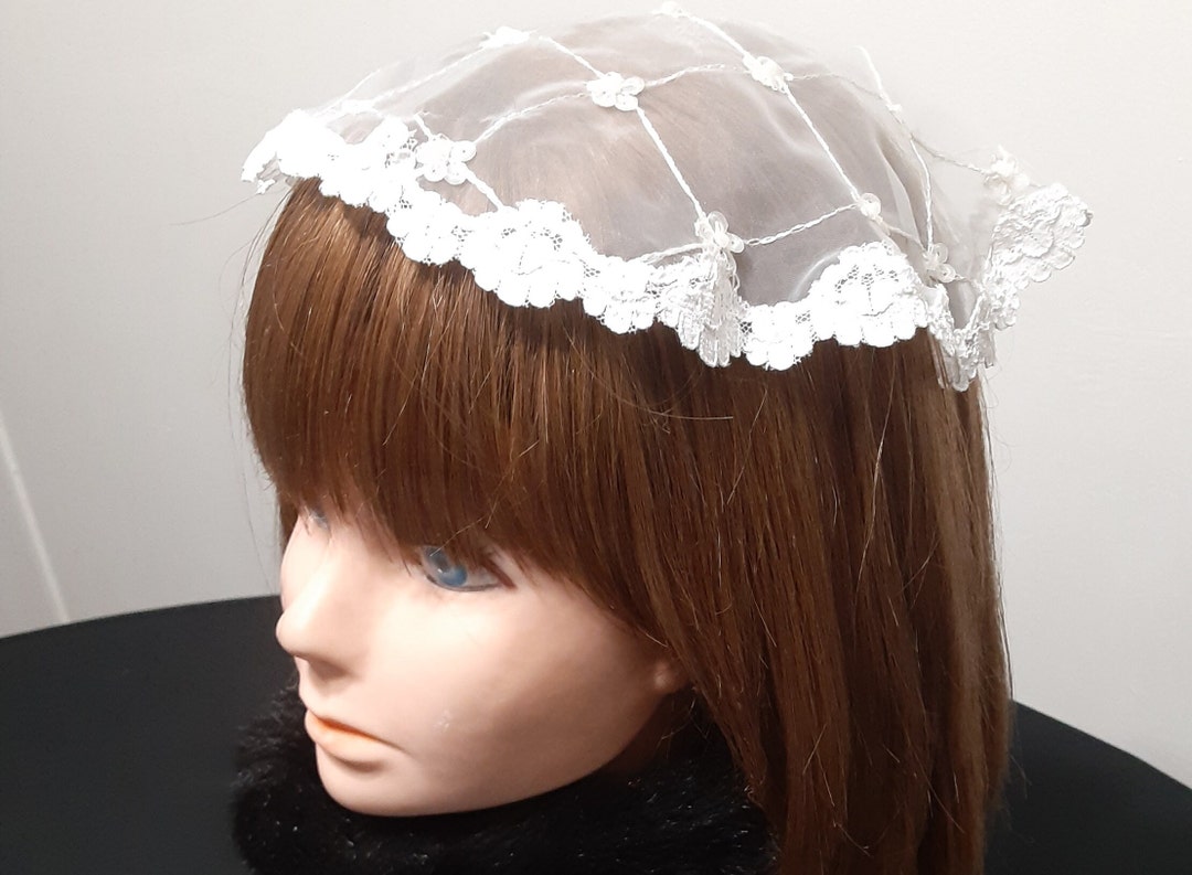10" White Sequin Princess Style Spanish Lace Trim Mantilla Chapel Veil ...
