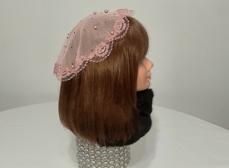 8-inch Mauve Round Doily, Chapel Cap Veil, Princess Style, Chapel Veil ...