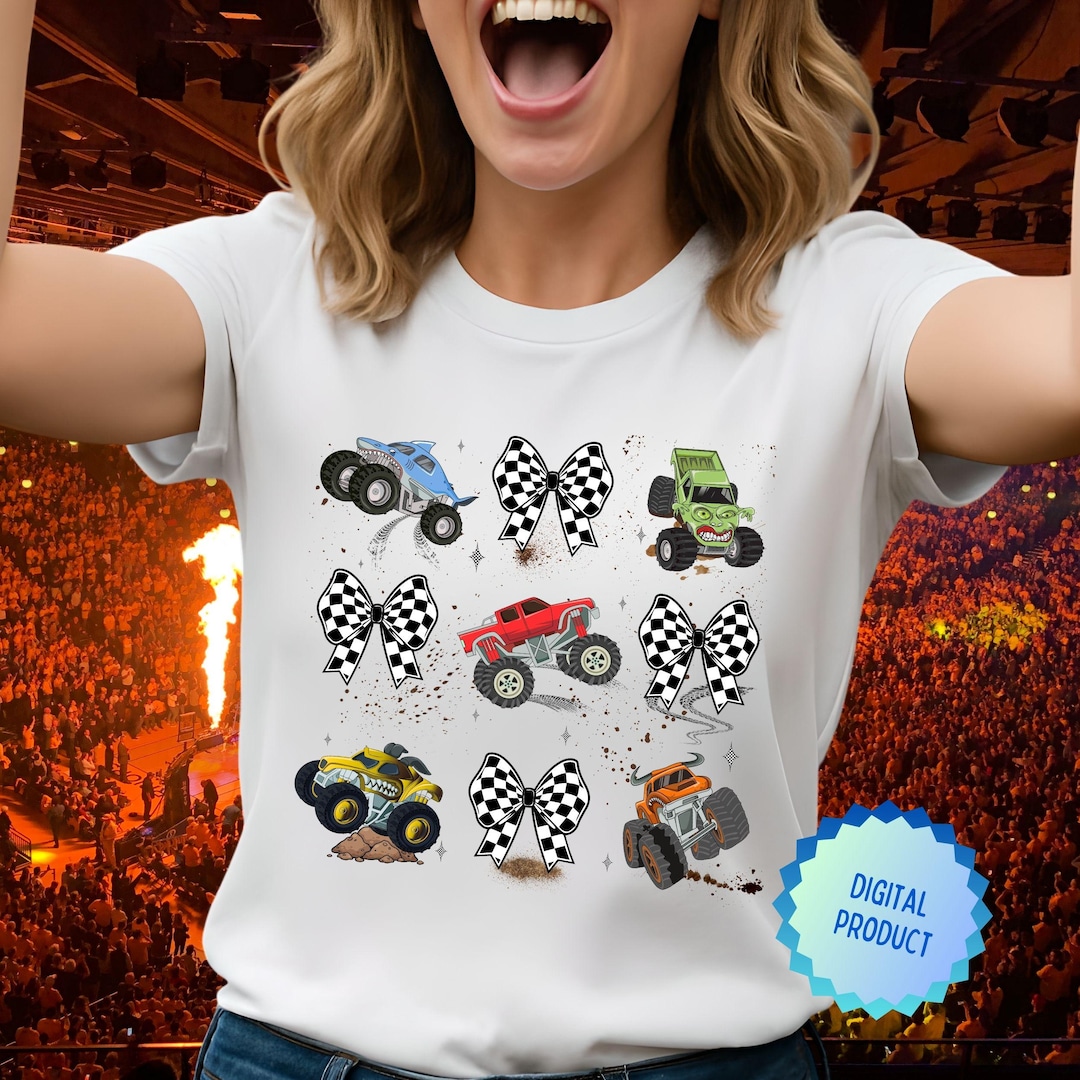 Coquette Monster Truck PNG Boy Mom Checkered Design Png Monster Jam Mom ...