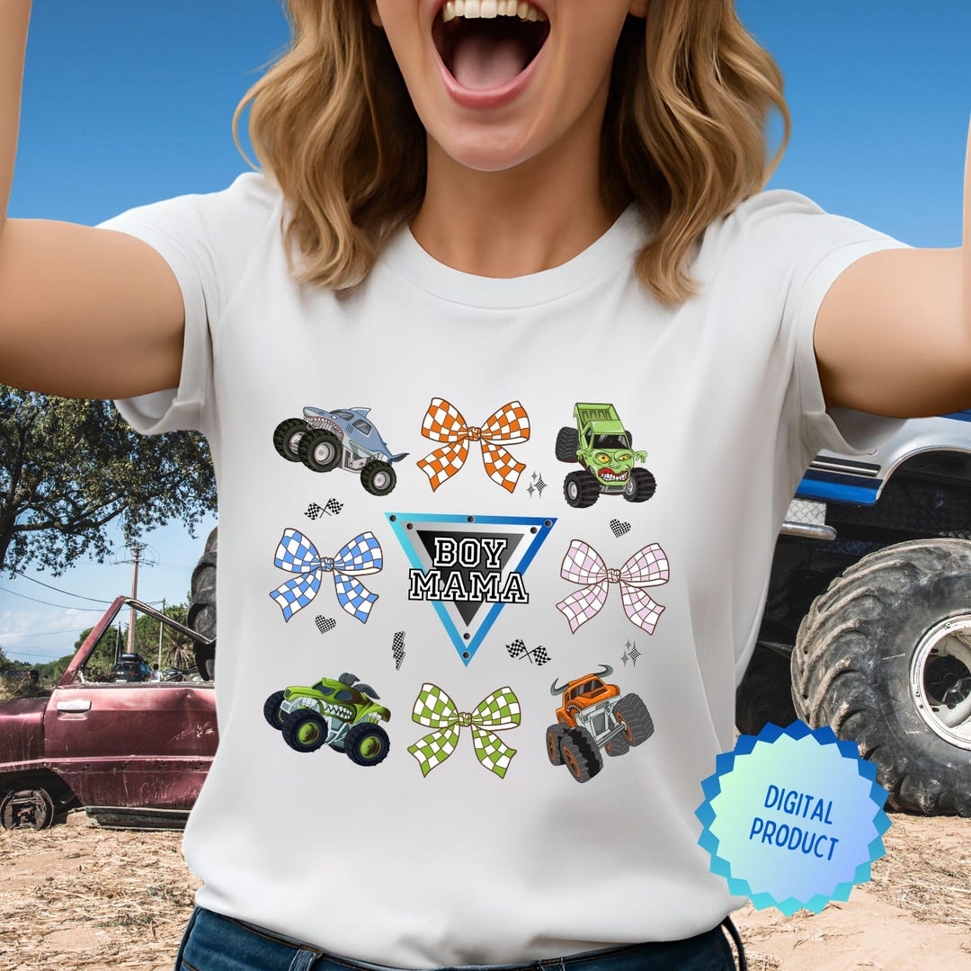 Coquette Monster Truck PNG Boy Mom Checkered Design Png Monster Jam Mom ...