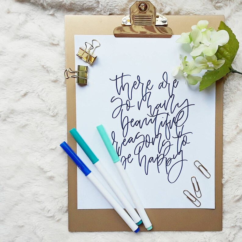 Hand Lettered Quote | Happy Quote Decor | Custom Quote | Inspirational ...