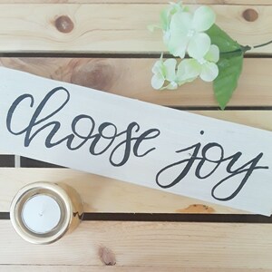 Wood Sign Choose Joy Hand Lettered Reclaimed Wood Calligraphy Rustic ...