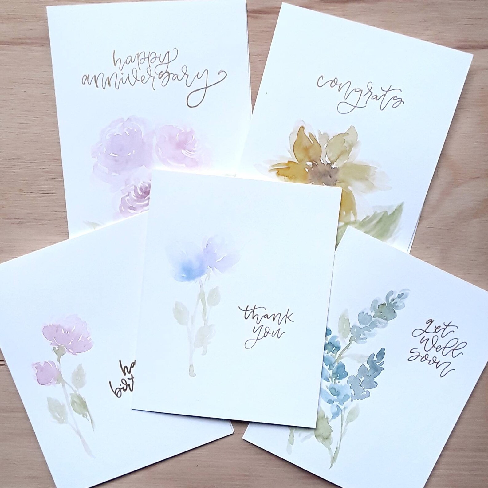 Watercolor Note Cards Hand Painted Watercolor Flower Cards - Etsy