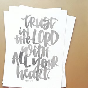 Watercolor Scripture | Hand Painted | Trust in the Lord | Calligraphy ...
