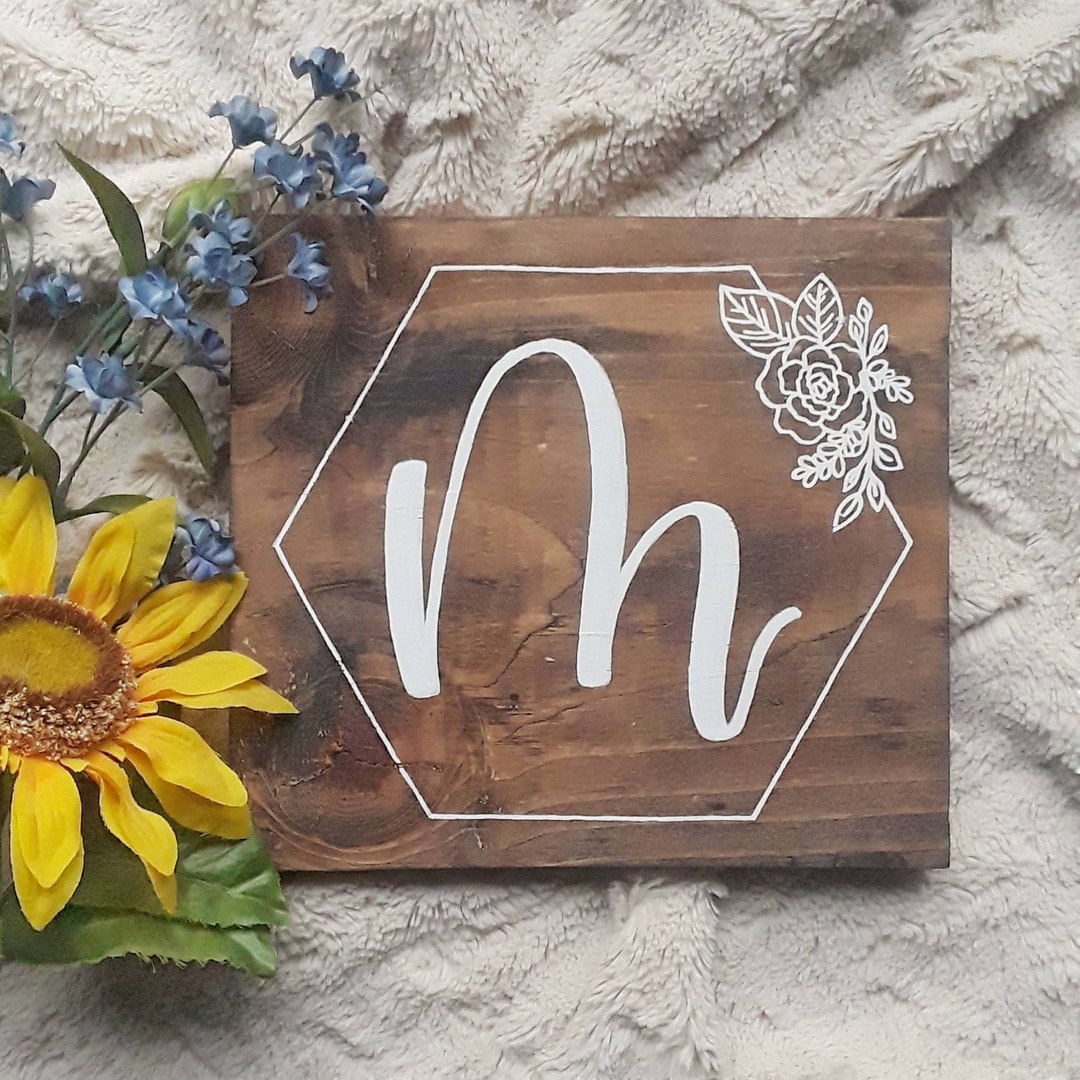 Monogram Wood Sign | Custom Monogram Sign | Hand Lettered Monogram Sign ...