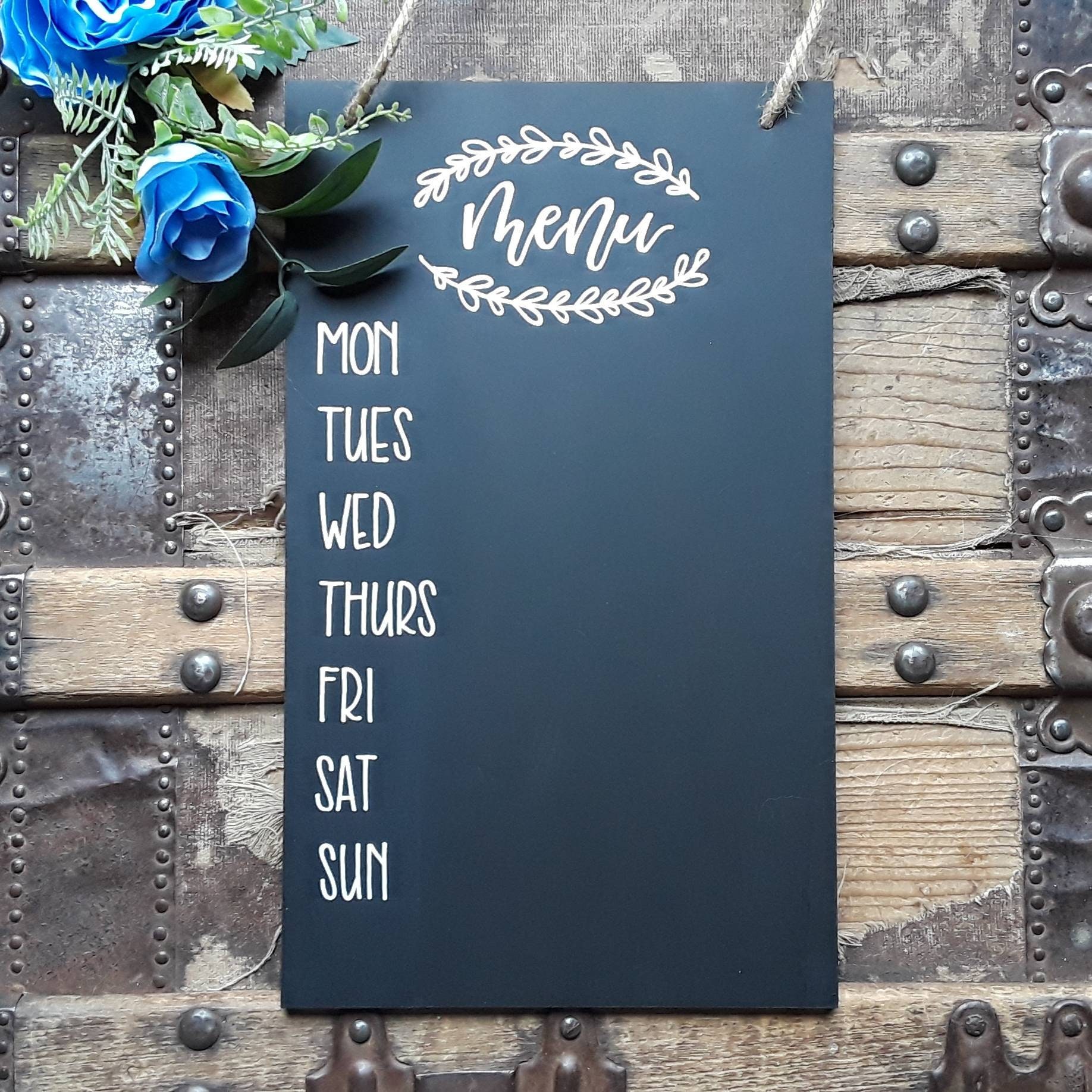 Kitchen Menu Chalkboard Weekly Menu Farmhouse Decor Hand | Etsy