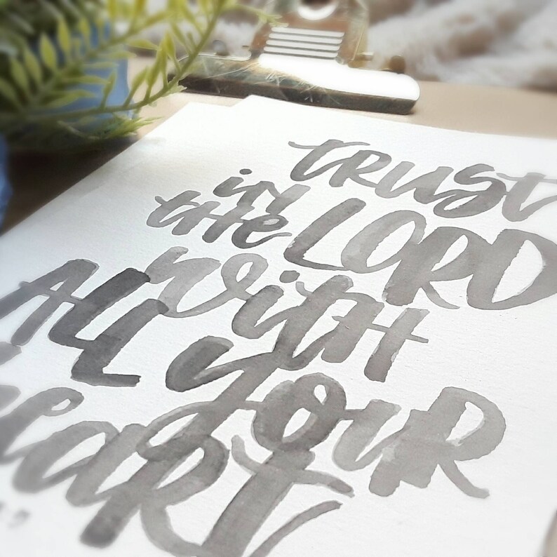 Watercolor Scripture | Hand Painted | Trust in the Lord | Calligraphy ...