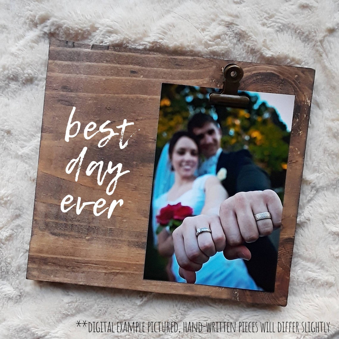 Photo Frame Wood Sign Best Day Ever Custom Hand Lettered - Etsy
