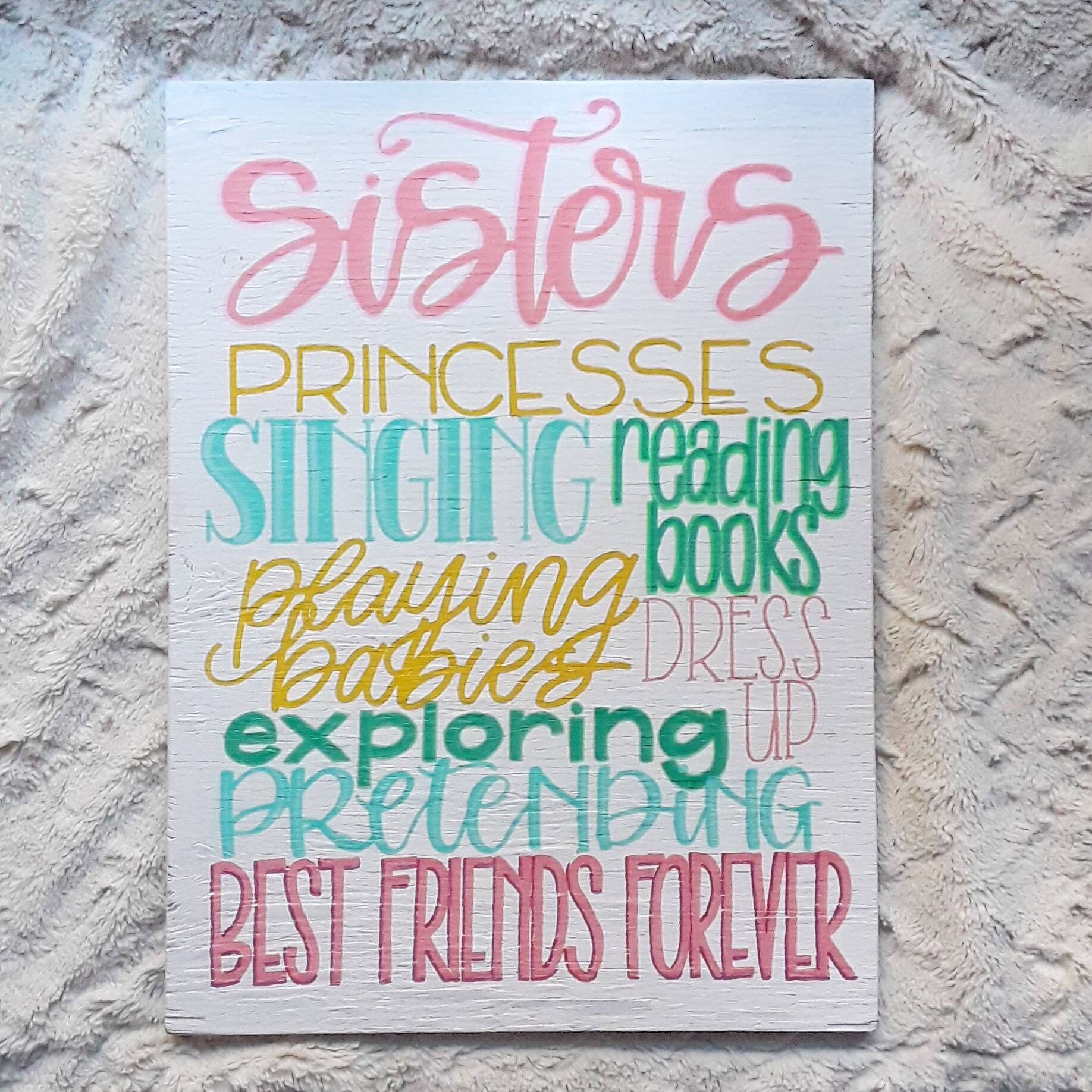 Brothers Sisters Sign Custom Hand Lettered Wood Sign Kids | Etsy