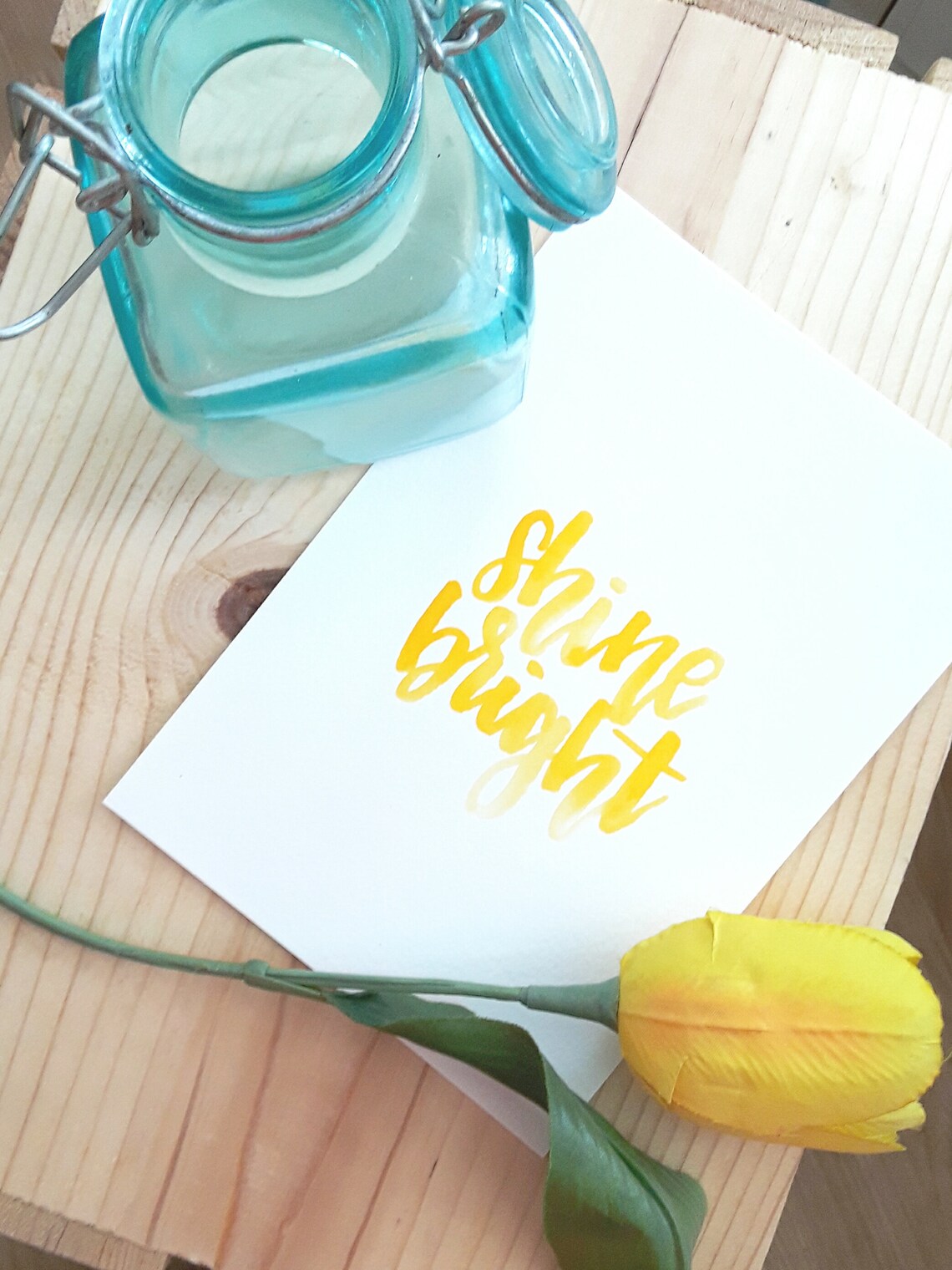 Hand Written Watercolor Shine Bright Calligraphy Home | Etsy