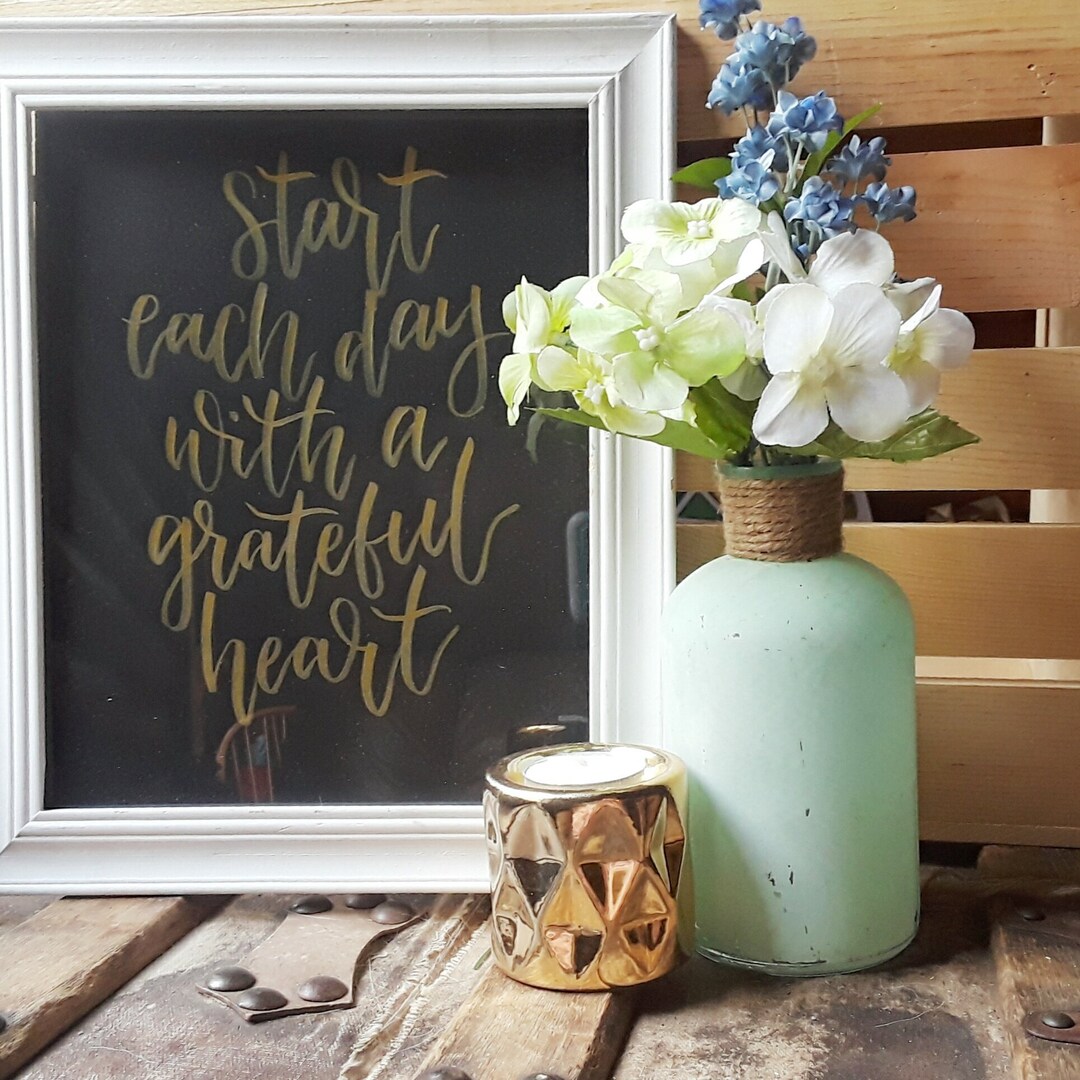 Start Each Day With a Grateful Heart | Quote | Calligraphy | Home Decor ...