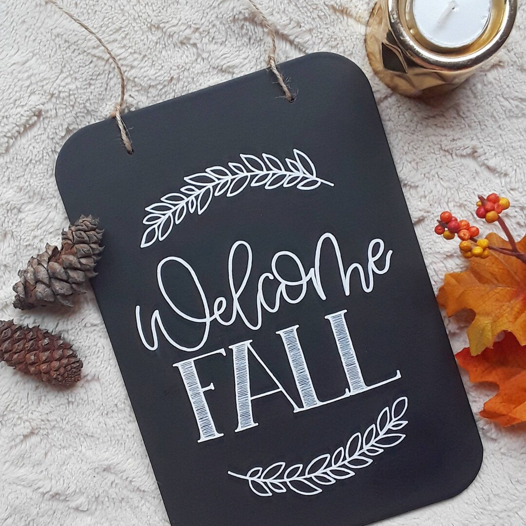 Fall Chalkboard Sign | Welcome Fall | Hand Lettered Chalkboard | Small ...