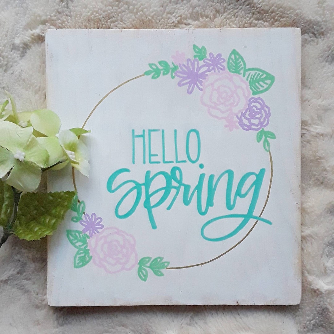 Spring Wood Sign | Spring Decor | Hand Lettered Sign | Hello Spring ...