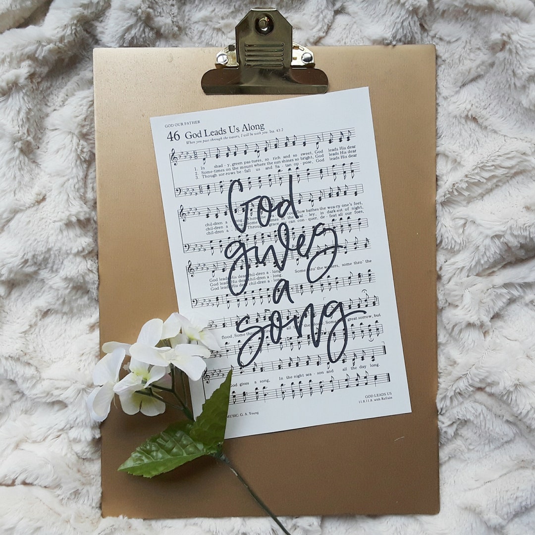 Hymn | Hand Lettered | God Gives A Song | God Leads Us Along | Modern ...
