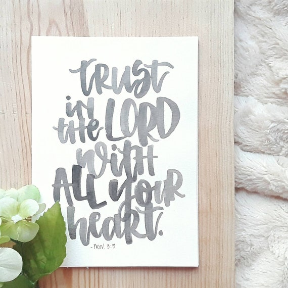 Watercolor Scripture Hand Painted Trust in the Lord | Etsy