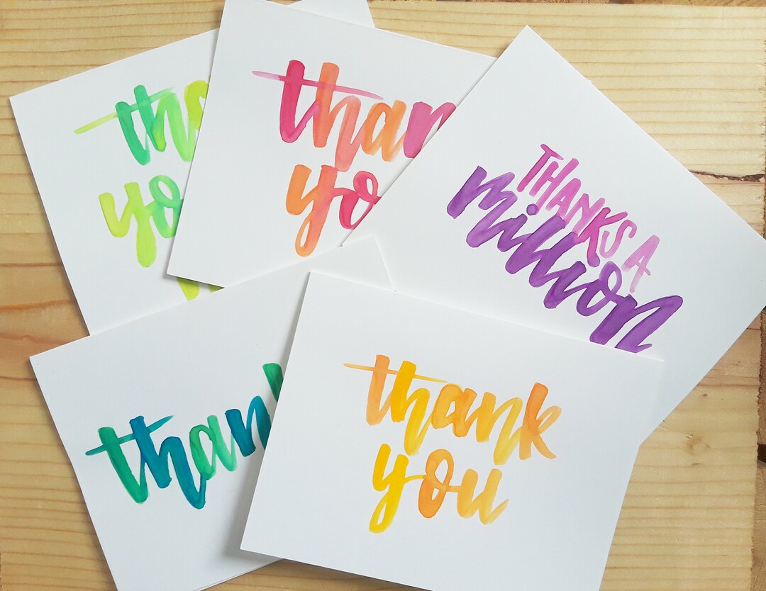 Note Cards | Thank You Notes | Set of 5 | Hand Written | Watercolor ...
