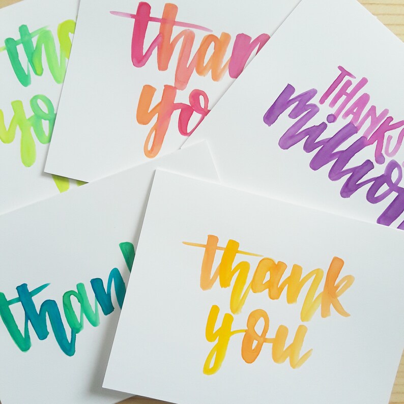 Note Cards | Thank You Notes | Set of 5 | Hand Written | Watercolor ...