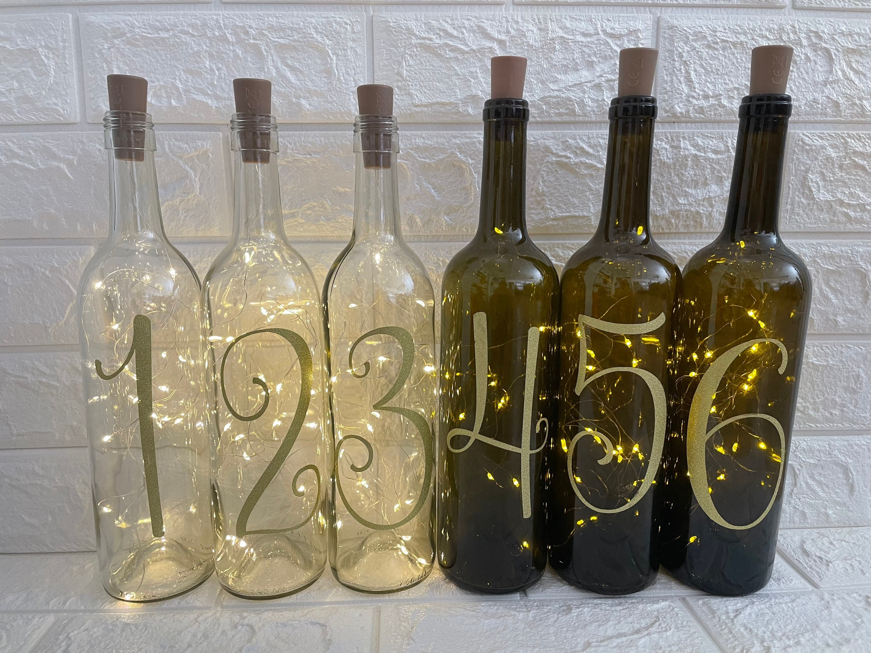 Wedding Table Numbers Centerpiece, Light up Wine Bottle- Cork Lights ...