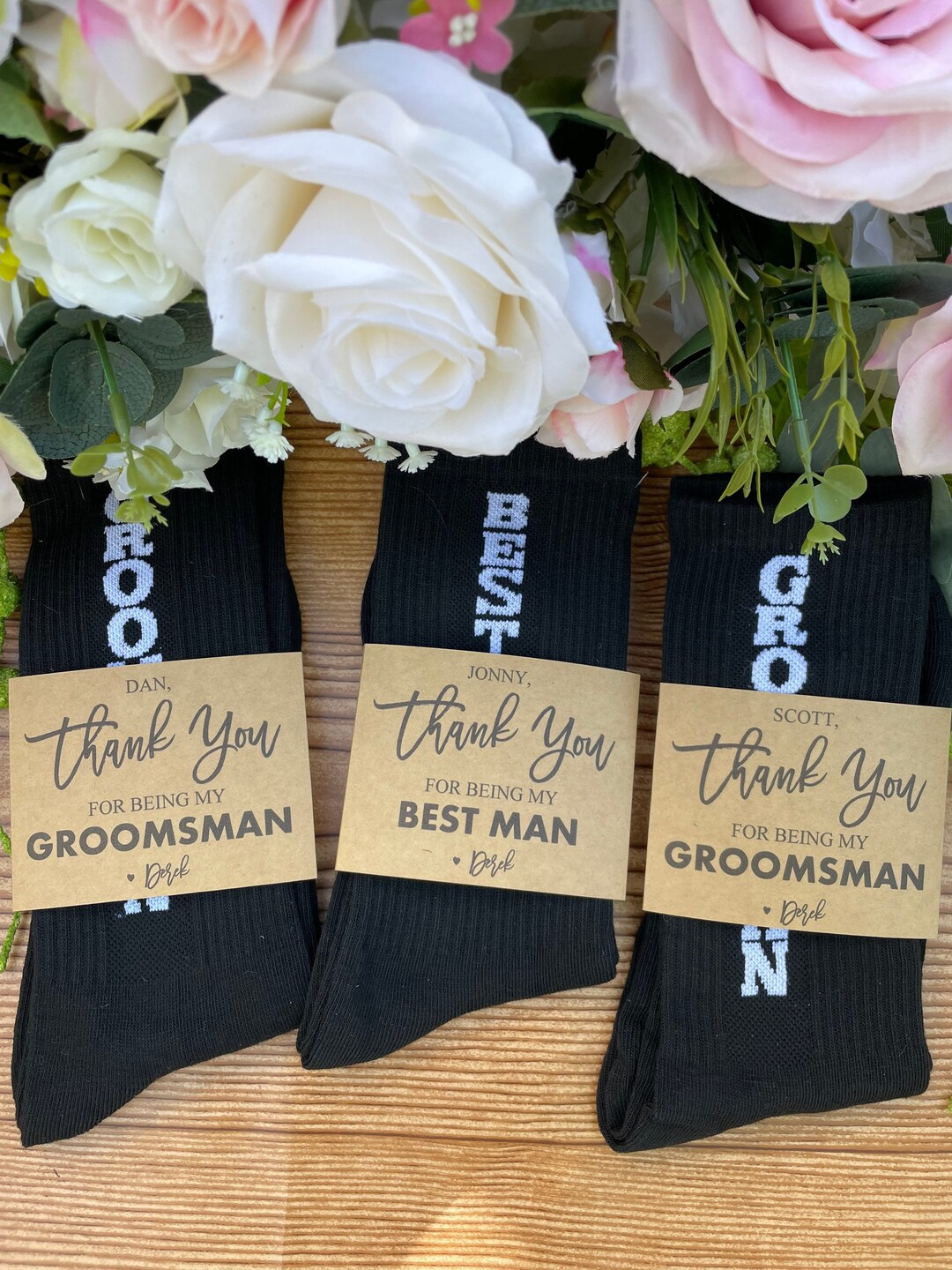 Personalized Wedding Socks /groomsmen Thank You Gift/ Groomsmen Proposal/ Sock Labels/ Groomsman ...
