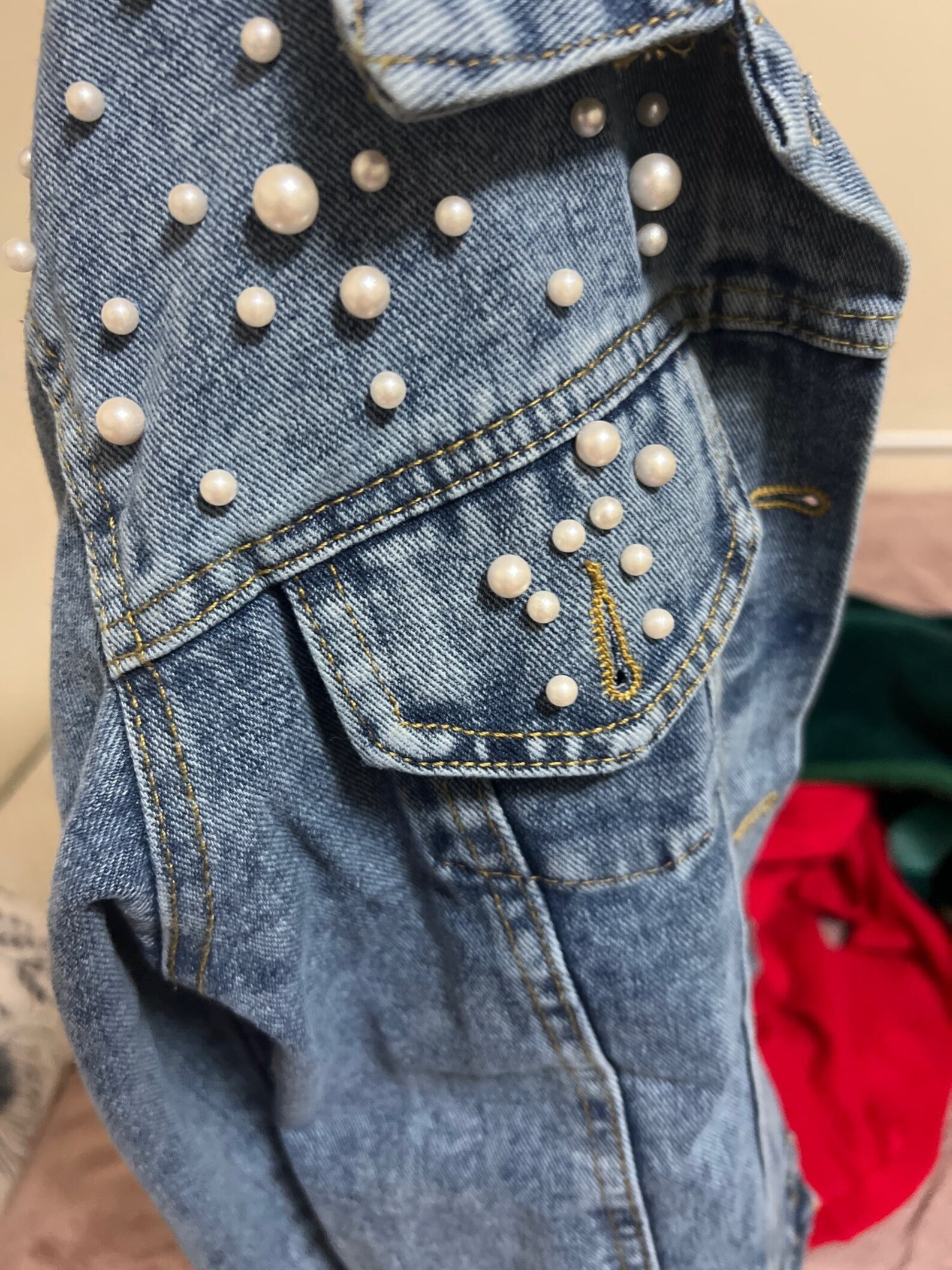 Pearl Jean Jacket, Custom Wedding Bride Jean Jacket Coat, Future Mrs ...