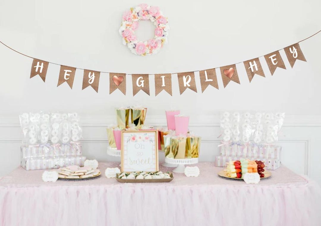 Hey Girl Hey Banner, Welcome Baby Girl Banner, Baby Girl Shower ...