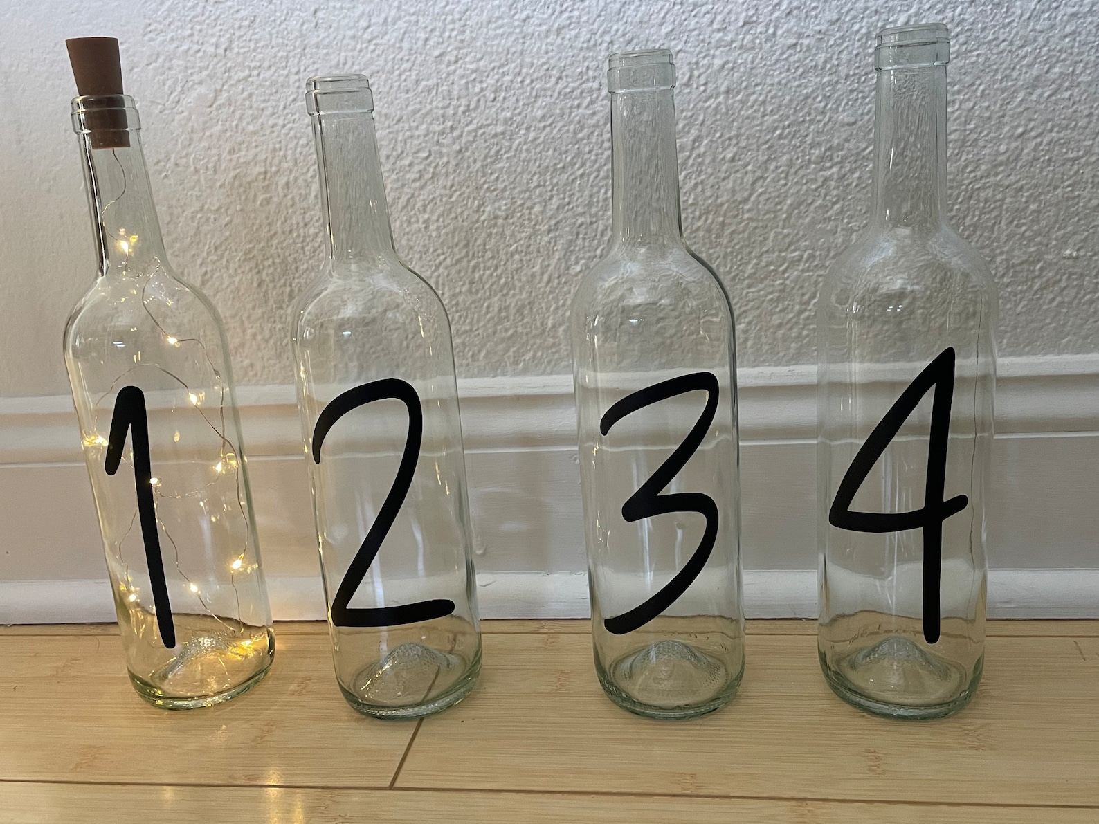 Wedding Table Numbers Centerpiece, Light up Wine Bottle- Cork Lights ...