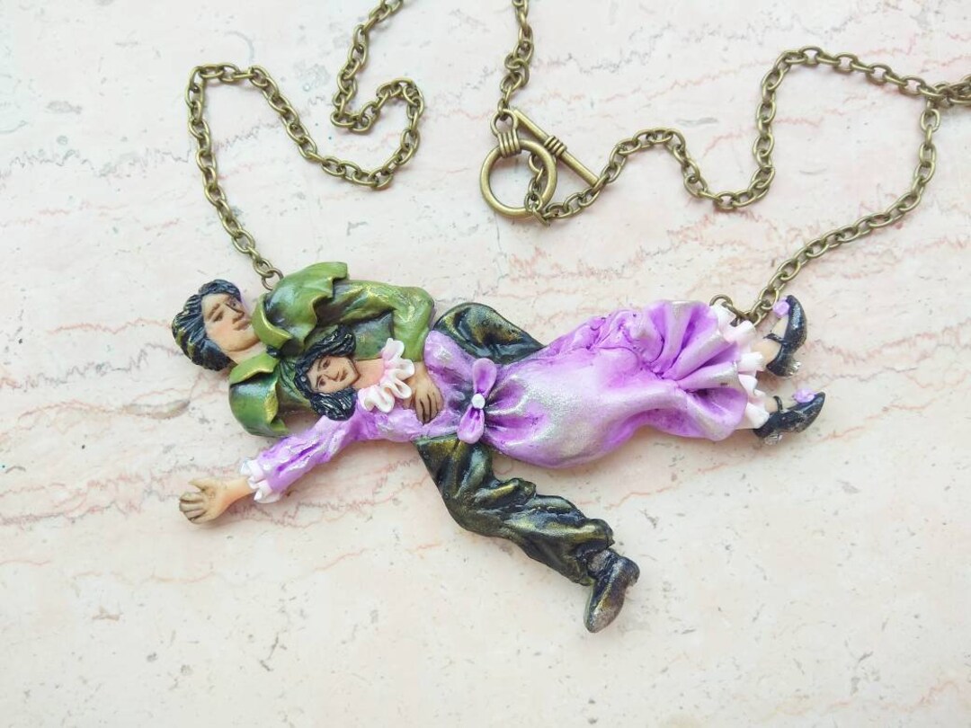 Marc Chagall the Walk Painting Necklace Statement Colorful Pendant ...