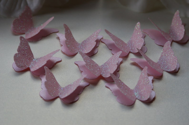 25 Lovely 3D Pink Glitter and Shimmer Paper Butterflies | Etsy