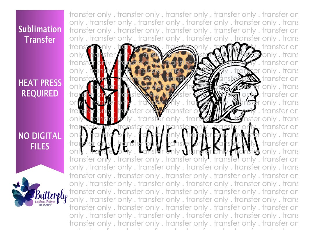 Sublimation Transfer Ready to Press Peace Love Spartans Red - Etsy