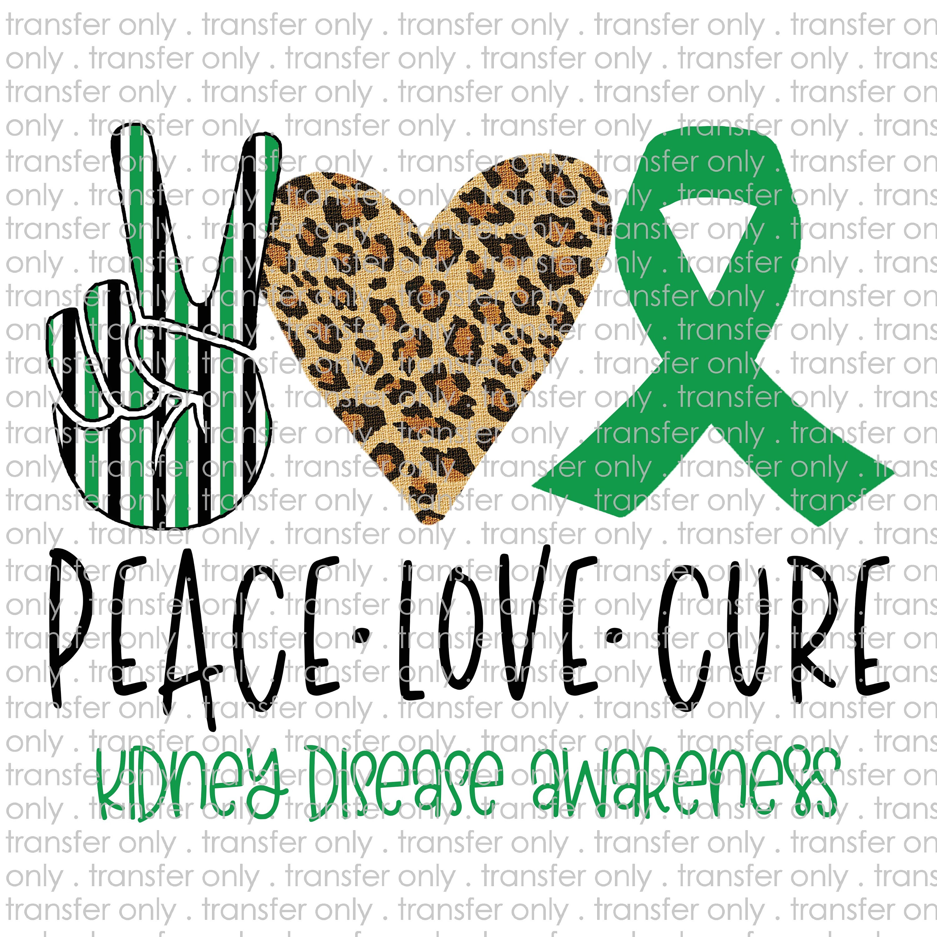 Waterslide decal sheet ready to use Peace Love Cure Kidney | Etsy