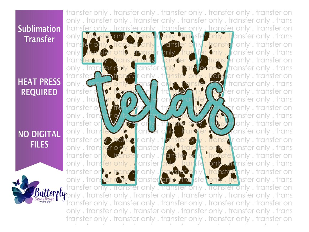 Sublimation Transfer Ready to Press Texas Cow Print - Etsy