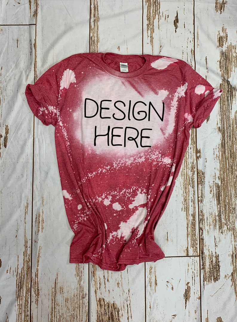 Bleached T-shirt Mock up Gildan Heather Cardinal Digital - Etsy