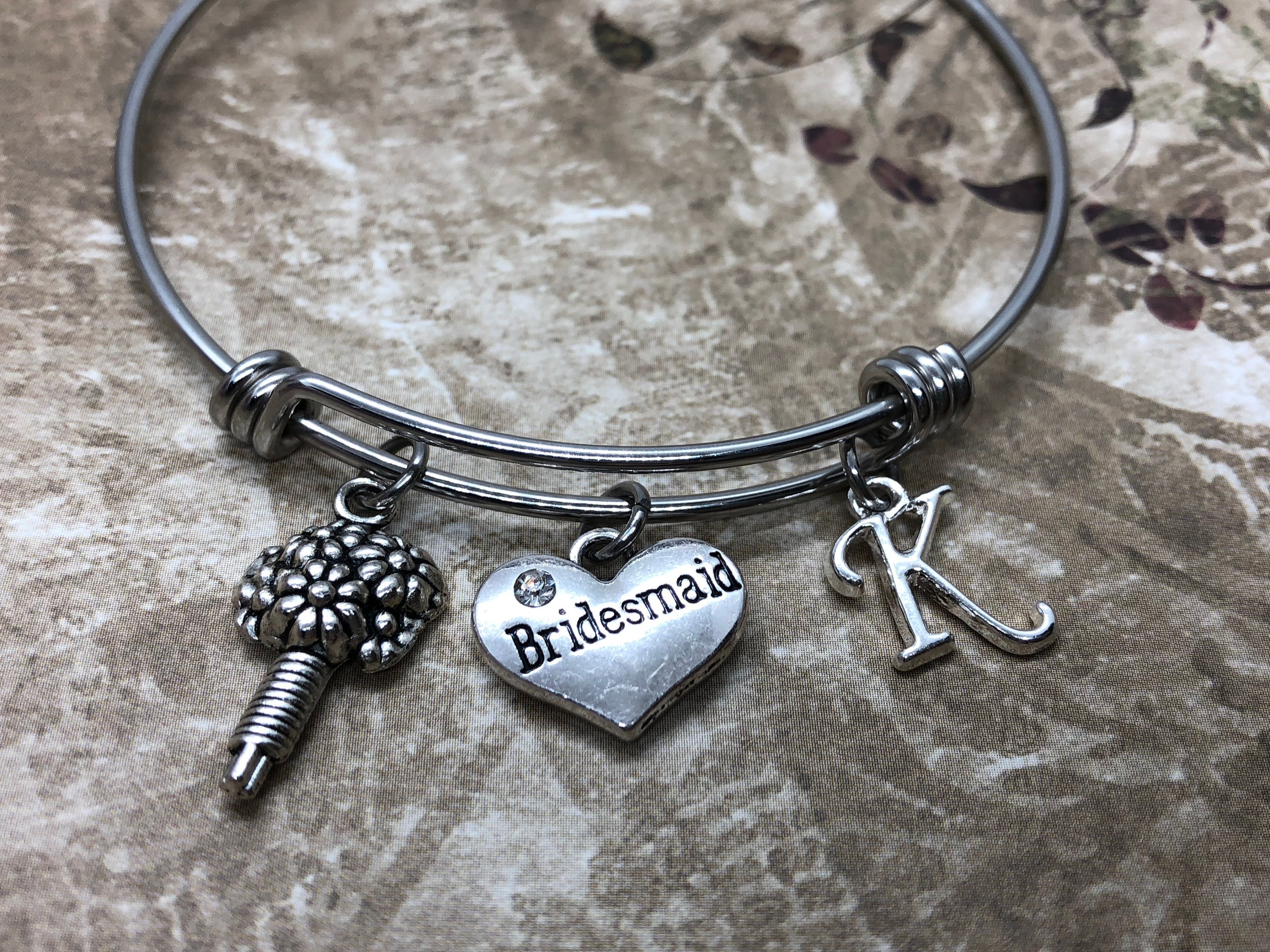 Personalized Bridesmaid Charm Bracelet, Maid of Honor Charm Bracelet ...