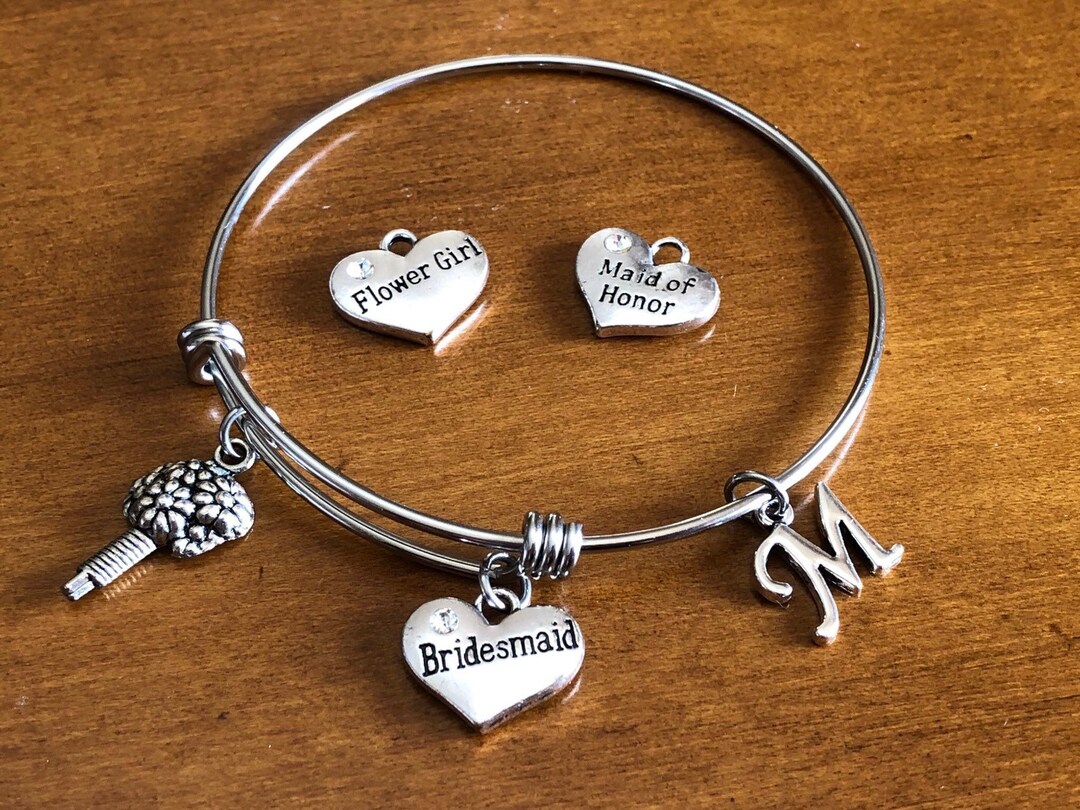 Personalized Bridesmaid Charm Bracelet, Maid of Honor Charm Bracelet ...