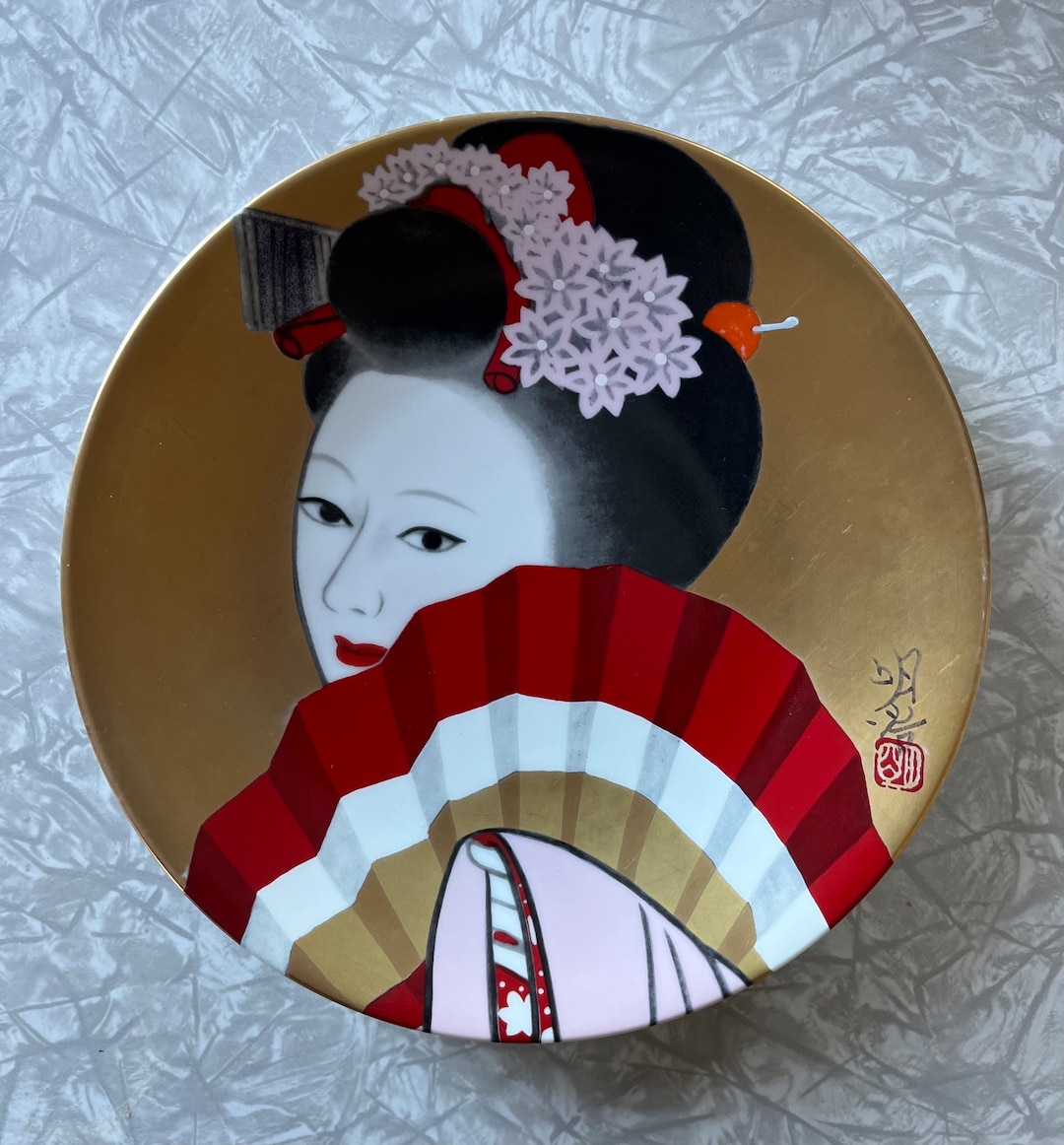 Vintage Mitsukoshi Geisha Plate, Hand Painted - Etsy