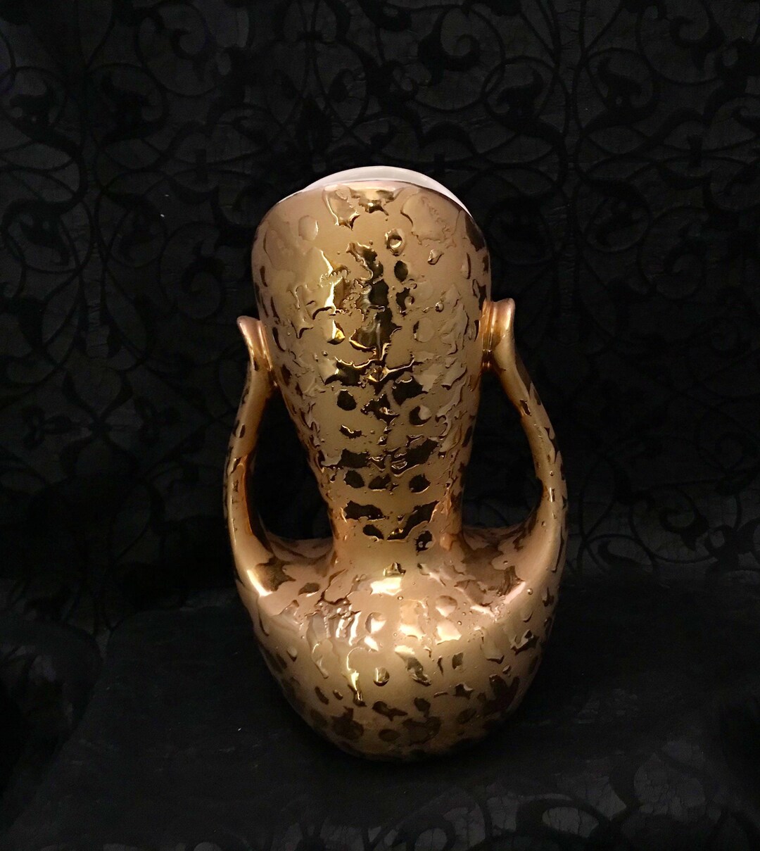 Vintage 50s Weeping Gold Vase, Cameron Clay Products, 24kt Gold, Made ...