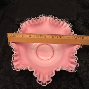 Vintage Fenton Pink With Silver Crest Bowl, Ruffled Edge, Fenton Art ...