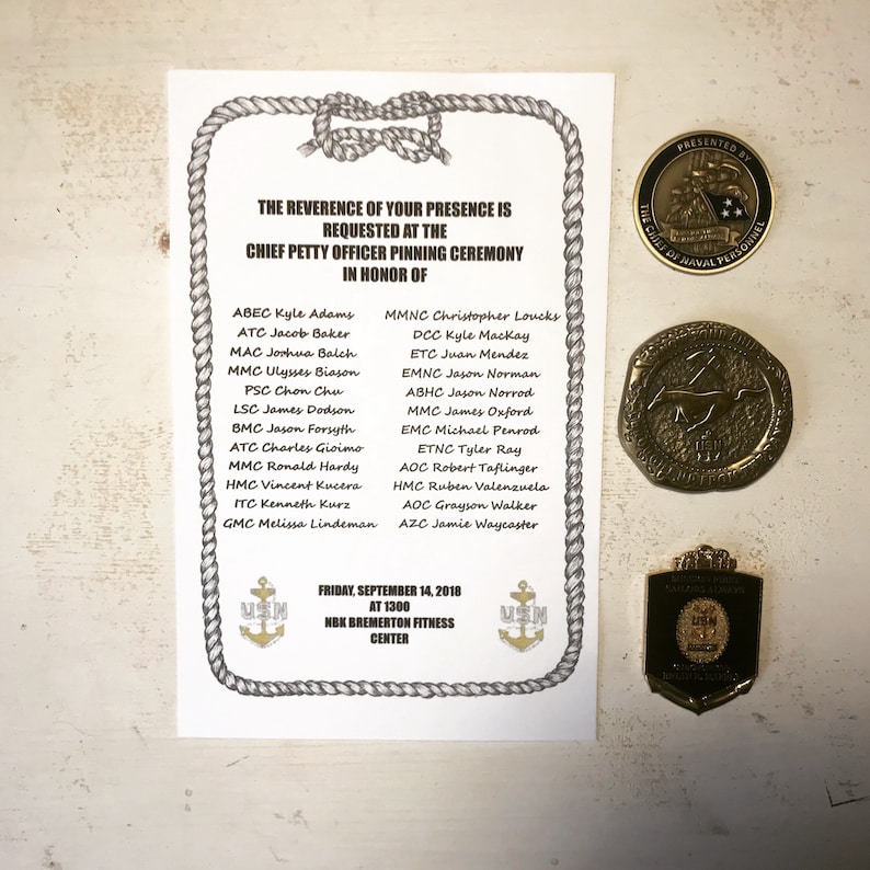 Navy Chief Petty Officer Pinning Ceremony Invitations - Etsy