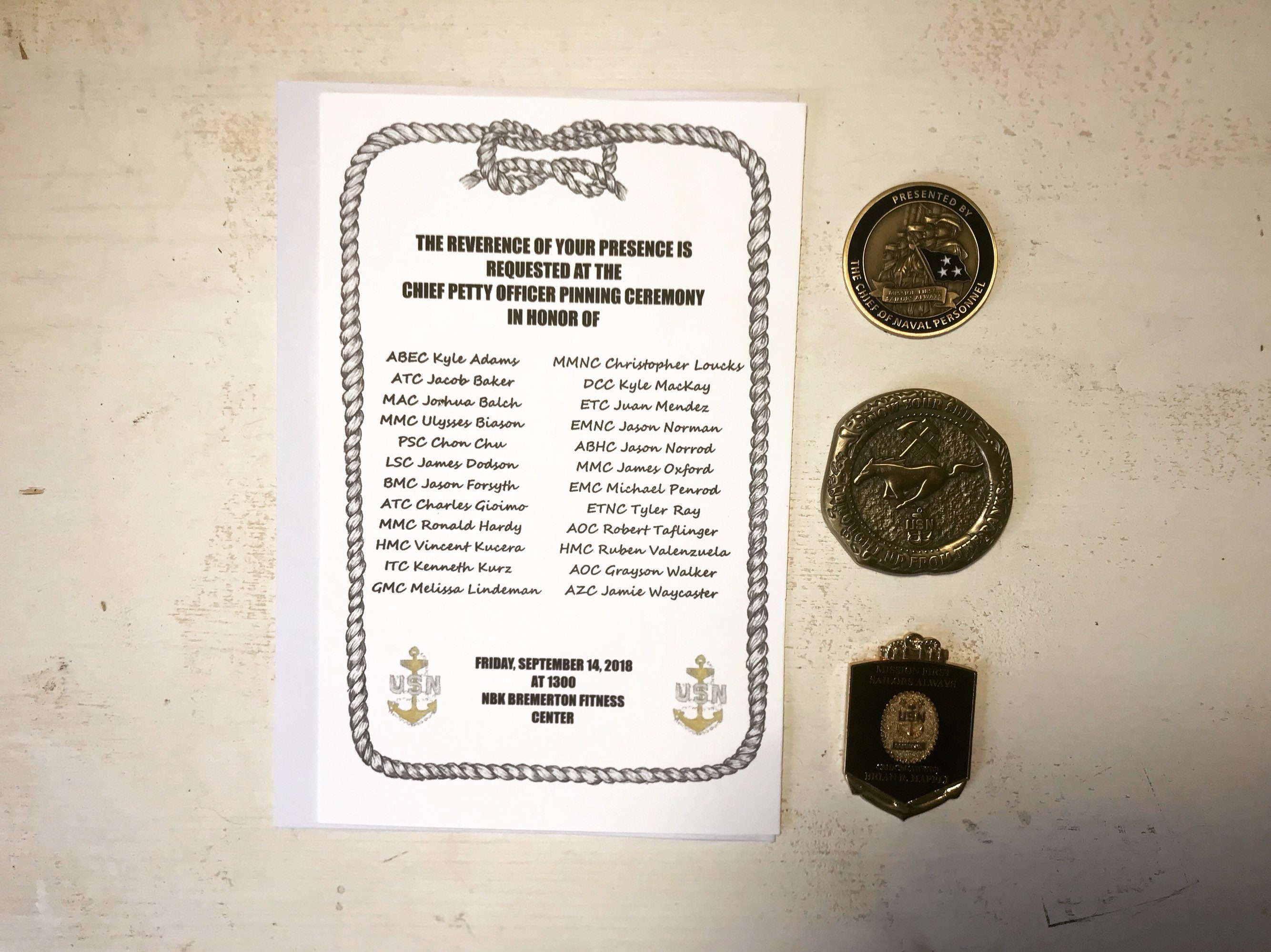 Navy Chief Petty Officer Pinning Ceremony Invitations - Etsy