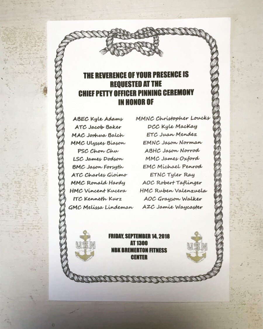 Navy Chief Petty Officer Pinning Ceremony Invitations - Etsy