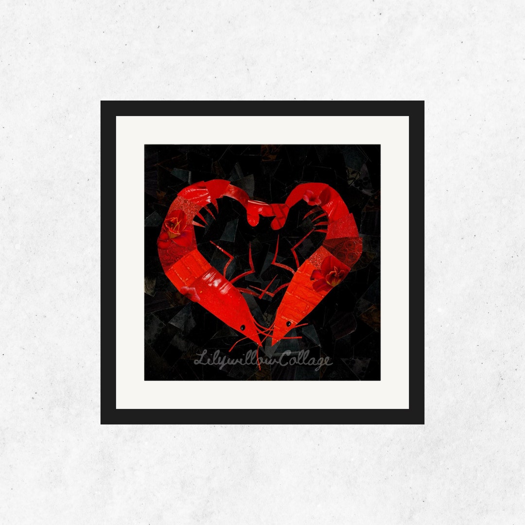 Shrimp Heart Collage Art Print - Etsy