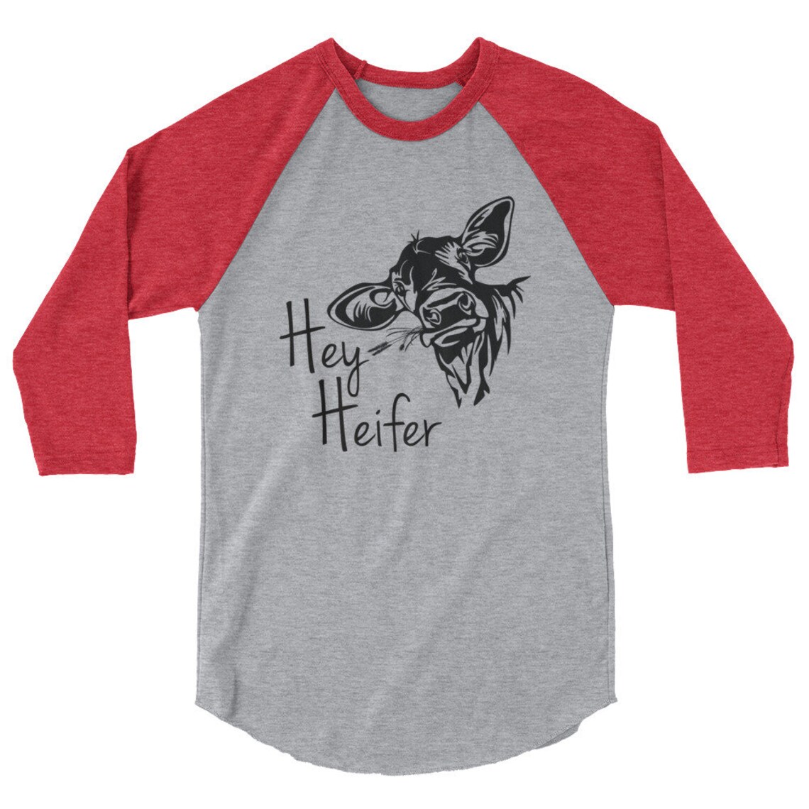 Hey Heifer 3/4 Sleeve Raglan Shirt, Cow T-shirt, Trendy Shirt, Heifer ...