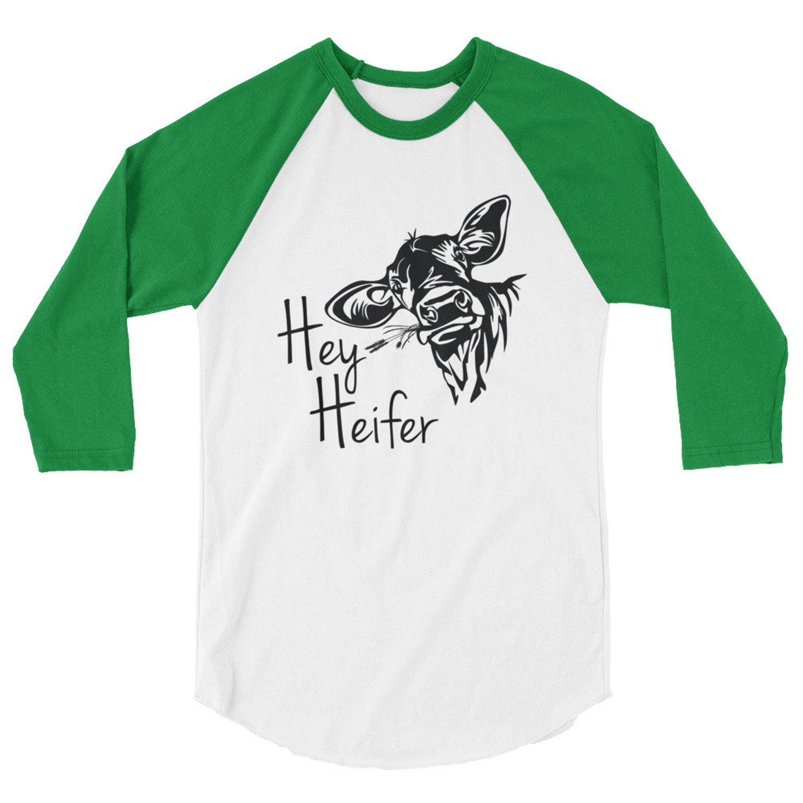 Hey Heifer 3/4 Sleeve Raglan Shirt, Cow T-shirt, Trendy Shirt, Heifer ...