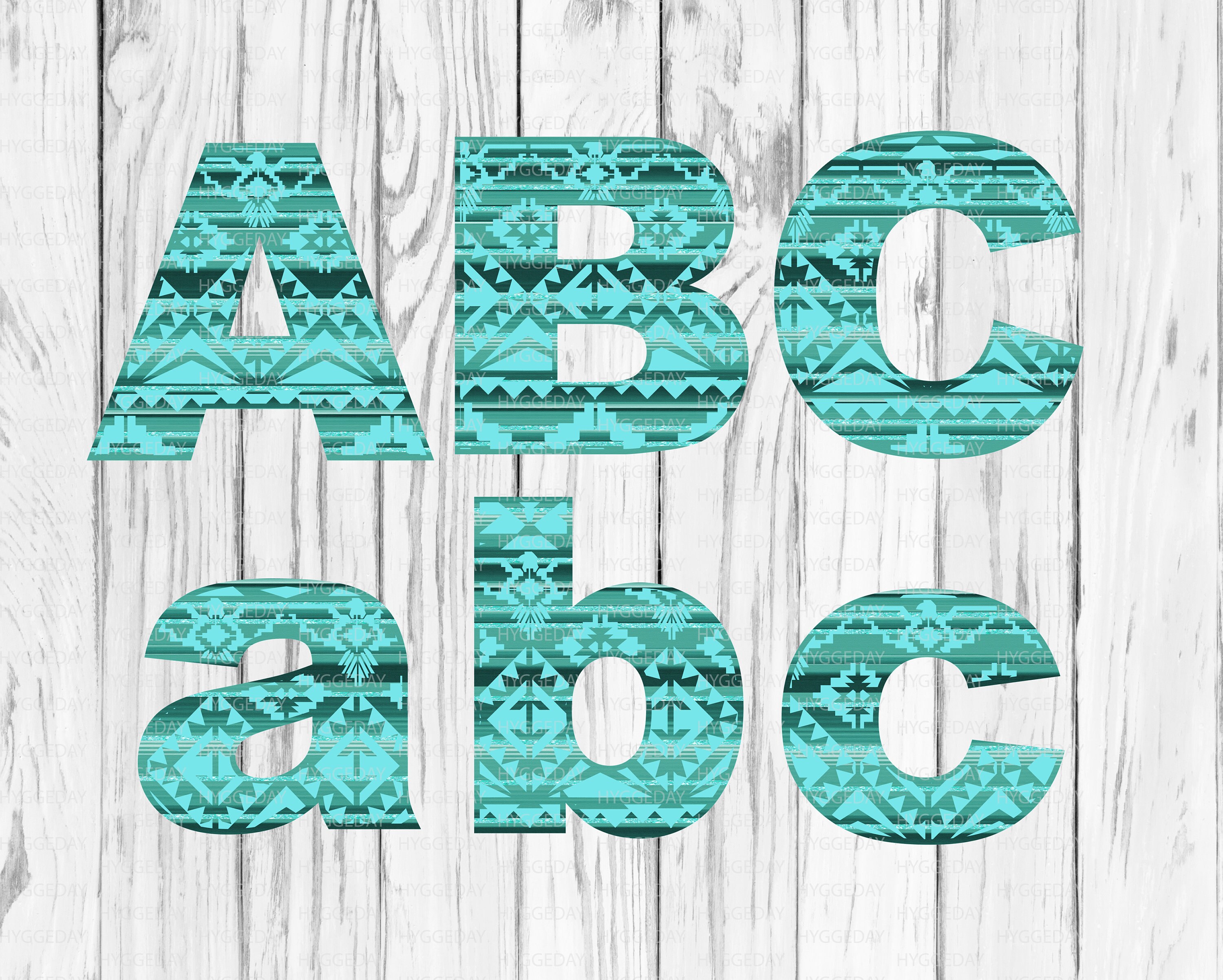 Aztec Alphabet PNG Letters for sublimation turquoise | Etsy