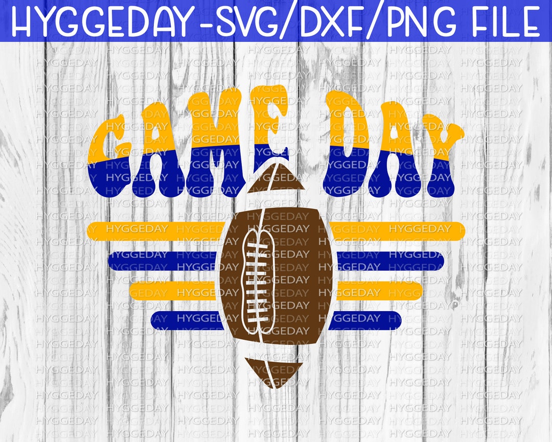 Game Day Football SVG DXF PNG, School, Team Spirit, Royal Blue, Yellow ...