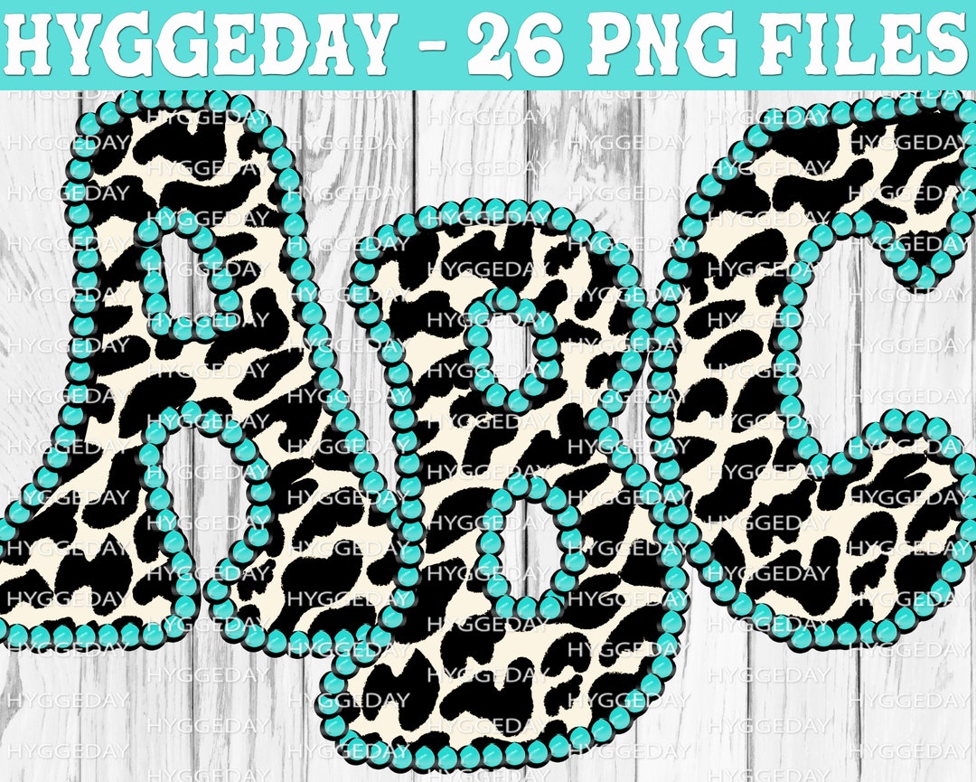 Turquoise Gemstone Cow Print Alphabet Letters, Sublimate Download ...