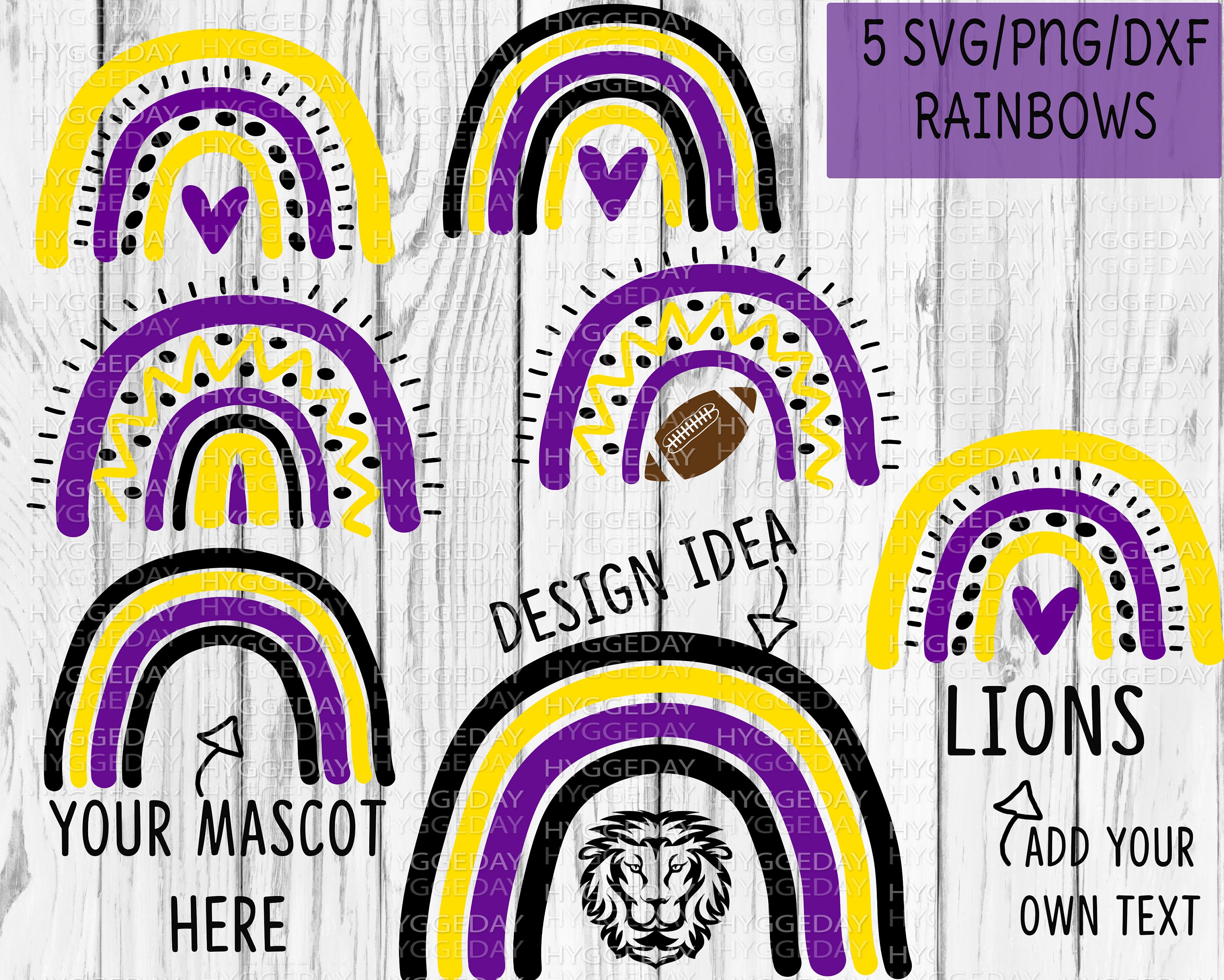 School Spirit Rainbows SVG DXF PNG team color game day | Etsy