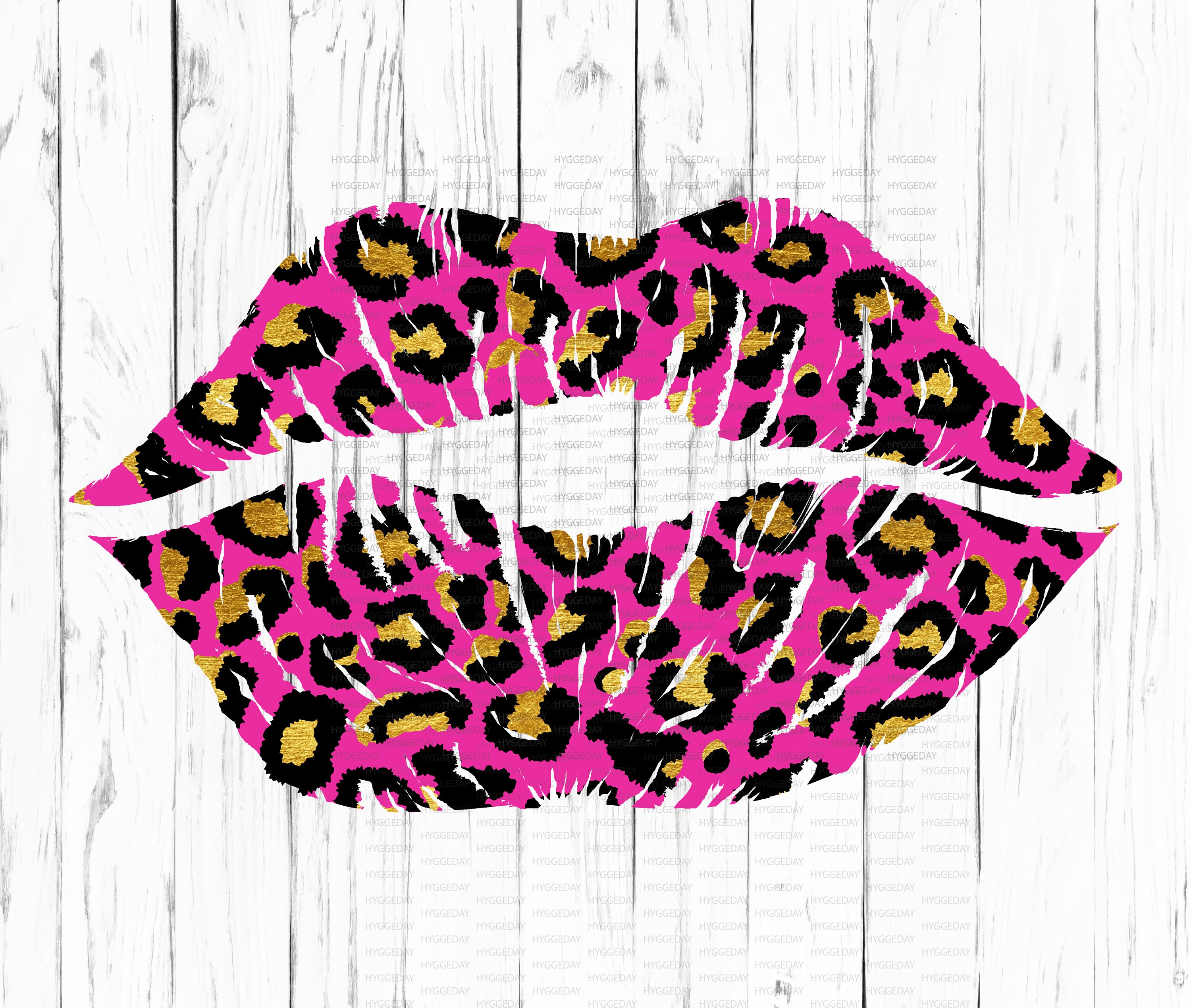 Pink Leopard Lips PNG Sublimate Download cheetah love | Etsy