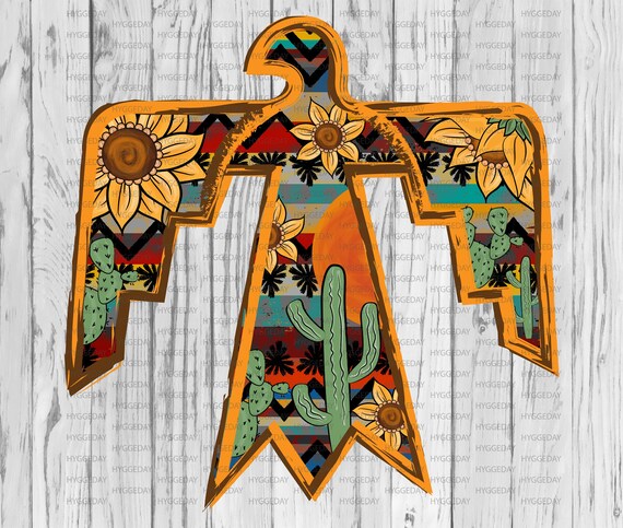 Thunderbird Aztec Sunflower Cactus PNG Sublimation | Etsy